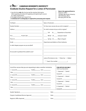 Fillable Online Graduate Studies Request for a Letter of Permission Fax Email Print - pdfFiller