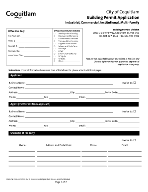 Fillable Online coquitlam Building Permit Application - Coquitlam Fax ...
