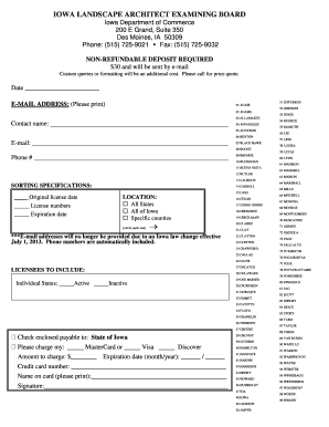 Fillable Online IOWA LANDSCAPE ARCHITECT EXAMINING BOARD Fax Email ...