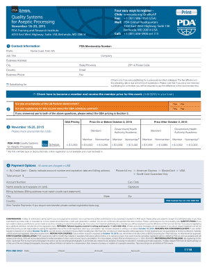 Fillable Online Quality Systems for Aseptic Processing - PDA Fax Email ...