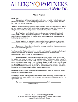 Fillable Online Allergy Information Sheet rev2 - bmyallergycarecomb Fax ...