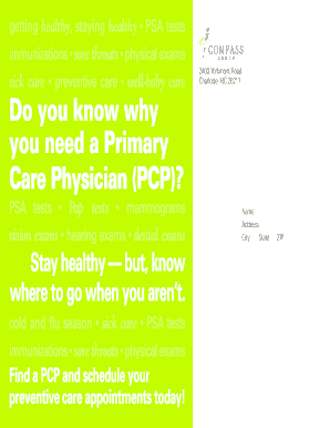 Fillable Online Do you know why you need a Primary Care Physician PCP ...