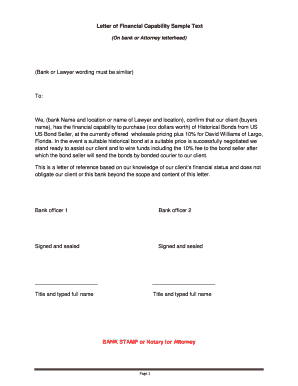 Fillable Online Letter of Financial Capability Sample Text Fax Email ...