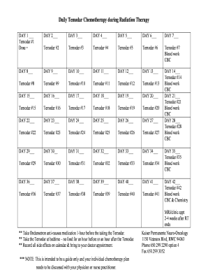 Fillable Online Daily Temodar Chemotherapy during Radiation Therapy Fax ...