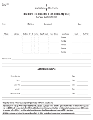 Fillable Online intranet sccoe PURCHASE ORDER CHANGE ORDER FORM POCO ...