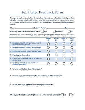 Fillable Online Facilitator Feedback Form - FCADV Fax Email Print - pdfFiller