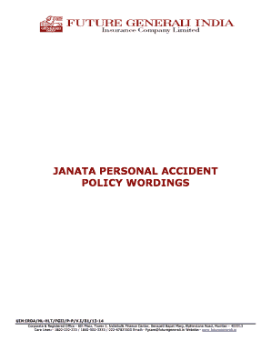 Fillable Online JANATA PERSONAL ACCIDENT POLICY WORDINGS Fax Email ...