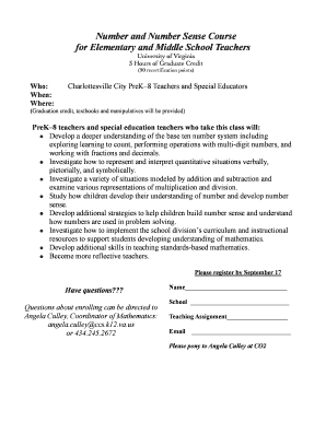 Fillable Online esb ccs k12 va Number Number Sense Sample flyer Fax ...