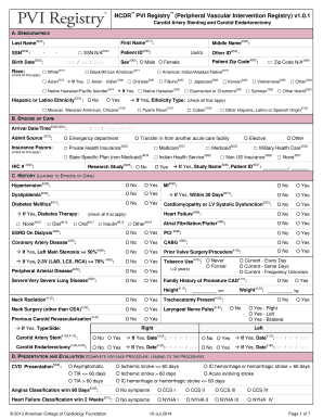 Fillable Online cvquality acc NCDR PVI Registry (Peripheral Vascular ...