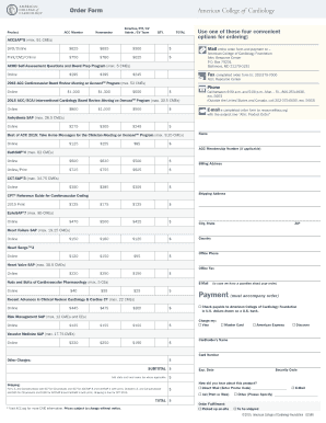 Fillable Online education acc Order Form American College of Cardiology ...