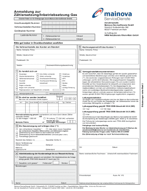 Ausfüllbar Online mainova-servicedienste ZhlersetzungInbetriebsetzung ...