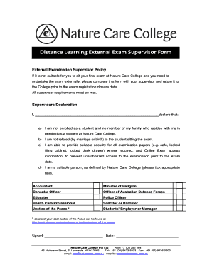 Fillable Online Distance Learning External Exam Supervisor Form Fax ...