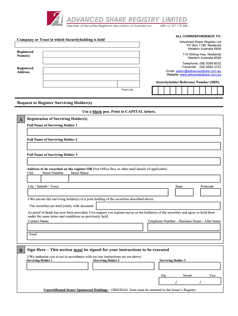 Fillable Online SURVIVORSHIP FORMdoc Fax Email Print - pdfFiller