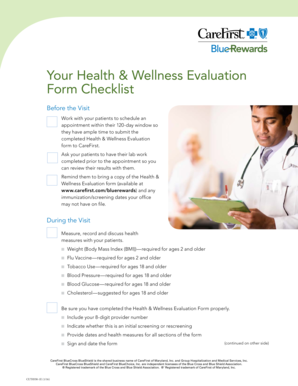 Fillable Online Health and Wellness Evaluation Form Checklist Fax Email ...