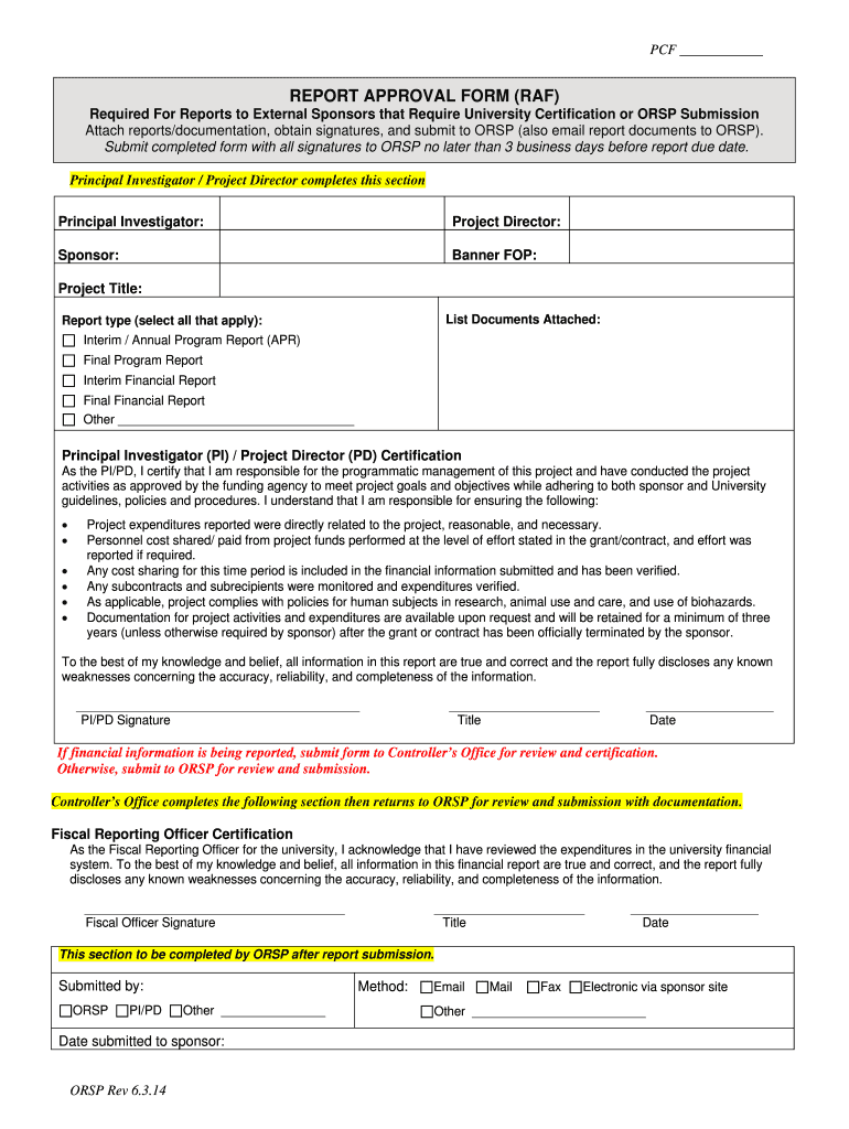 Fillable Online www2 sfasu Report Approval Form Fax Email Print - pdfFiller