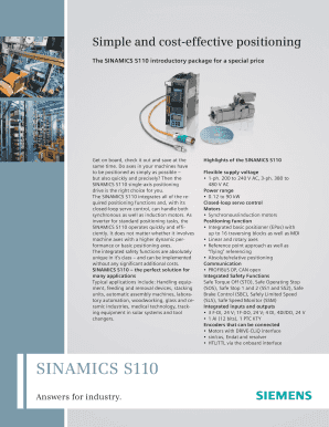 Fillable Online The SINAMICS S110 introductory package for a special ...
