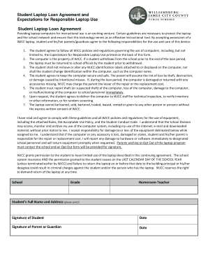 Fillable Online Student Laptop Loan Agreement and Fax Email Print ...