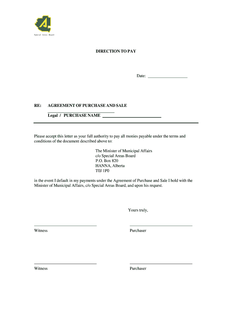 Fillable Online specialareas ab DIRECTION TO PAY - Special Areas Board ...