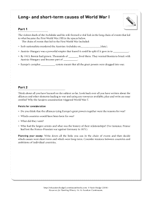 Fillable Online Long- and short- term causes of World War I Fax Email ...