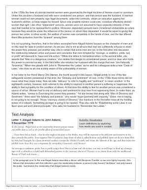 Fillable Online Abigail Adams and Remember the Ladies - America in ...