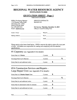 Fillable Online rwra REGIONAL WATER RESOURCE AGENCY - rwra Fax Email ...