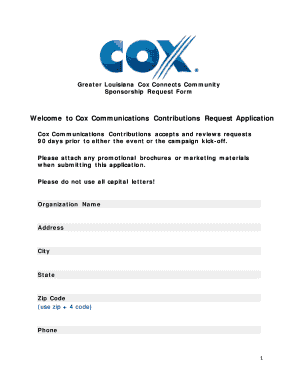 Fillable Online Welcome to Cox Communications Contributions Requesttion ...