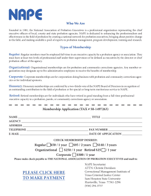 Fillable Online napehome Who We Are Types of Membership - NAPE Home Fax ...