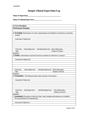 Fillable Online Sample Clinical Supervision Log - Amazon Web Services ...