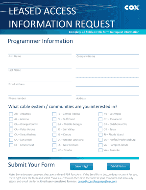 Fillable Online ACCESS INFORMATION REQUEST - Cox Communications Fax ...