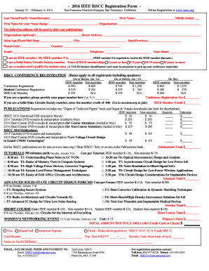 Fillable Online 2016 IEEE ISSCC Registration Form - EventRebels Fax ...