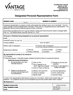 Fillable Online Designated Personal Representative Form Fax Email Print ...