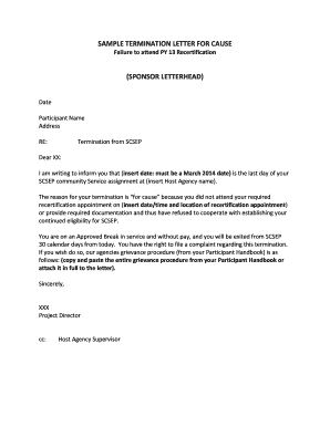 Fillable Online SAMPLE TERMINATION LETTER FOR CAUSE Fax Email Print ...