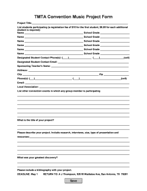 Fillable Online TMTA Convention Music Project Form Fax Email Print ...