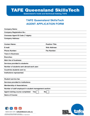 Fillable Online tafeskillstech edu International Agent Application Form ...