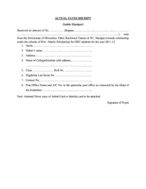 Actual Payee Receipt - Fill and Sign Printable Template Online