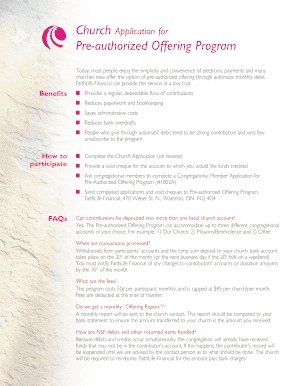 Fillable Online Preauthorized Offering Church - albertasynodca Fax ...
