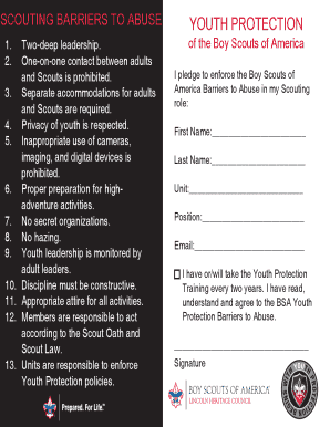 Fillable Online SCOUTING BARRIERS TO ABUSE YOUTH PROTECTION Fax Email ...