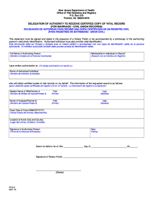 Fillable Online DELEGATION OF AUTHORITY TO RECEIVE CERTIFIED COPY OF ...