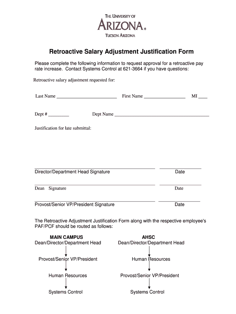 Fillable Online cals arizona Retroactive Salary Adjustment ...