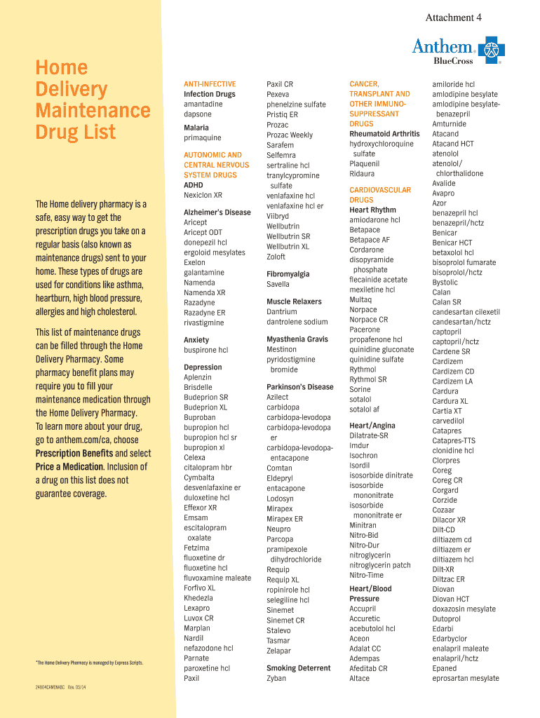 Fillable Online Home Delivery ANTI-INFECTIVE CANCER Maintenance Drug ...