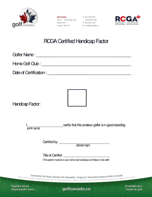 Golf Handicap Certificate Template