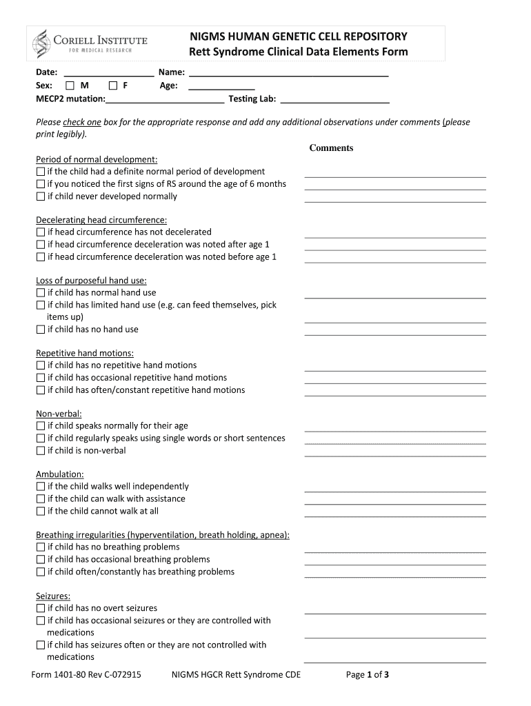 Fillable Online catalog coriell NIGMS HUMAN GENETIC CELL REPOSITORY ...
