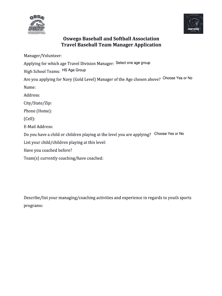 Fillable Online 2015-b2016b OBSA Travel Baseball Manager Fax Email ...