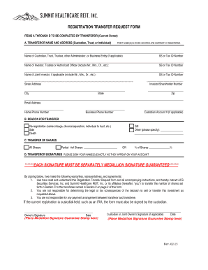 Fillable Online REGISTRATION TRANSFER REQUEST FORM - Summit Healthcare ...