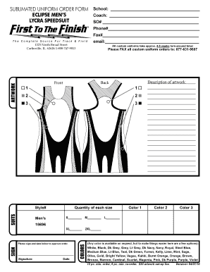 Fillable Online SUBLIMATED UNIFORM ORDER FORM School ECLIPSE MENS Coach ...