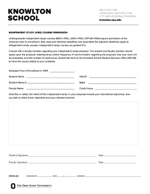 Fillable Online INDEPENDENT STUDY 4193 COURSE PERMISSION Fax Email Print - pdfFiller