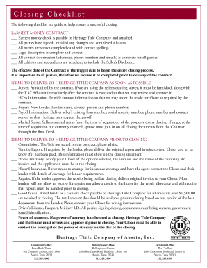 Fillable Online The following checklist is a guide to help ensure a ...