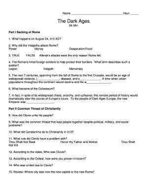 Fillable Online The Dark Ages - Harrison High School Fax Email Print ...