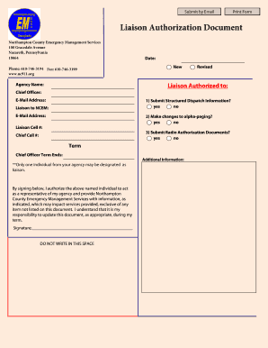 Fillable Online ncem-pa Liaison Authorization Document Fax Email Print ...