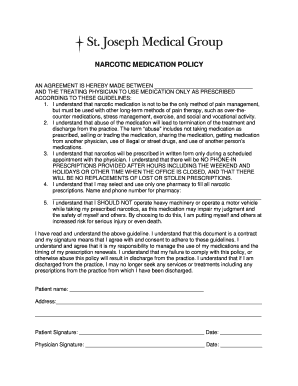 Fillable Online thefutureofhealthcare NARCOTIC MEDICATION POLICY - The ...